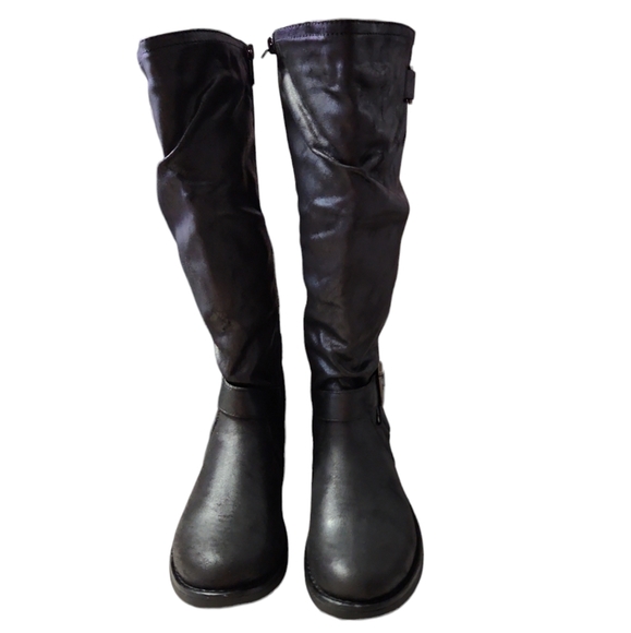 torrid | Shoes | Torrid Black Oil Suede Buckle Knee Boot New 7w Stretch ...